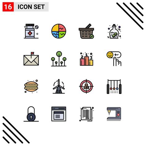 16 Universal Flat Color Filled Lines Set For Web And Mobile Applications Email Communication Buy