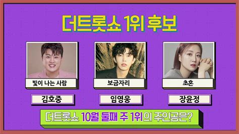 더 트롯쇼 김호중 Vs 임영웅 Vs 장윤정 1달간 부동의 1위 후보