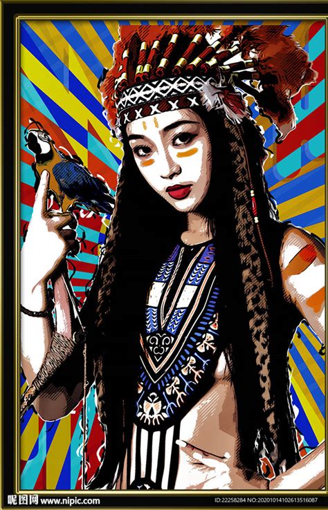印第安女性装饰画设计图动漫人物动漫动画设计图库昵图网