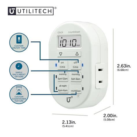 Utilitech 15 Amps 120 Volt Plug In Lighting Timer 78468 At