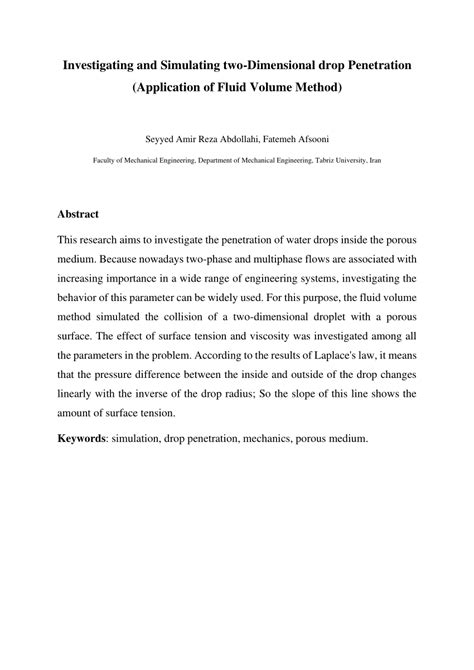 Pdf Investigating And Simulating Two Dimensional Drop Penetration