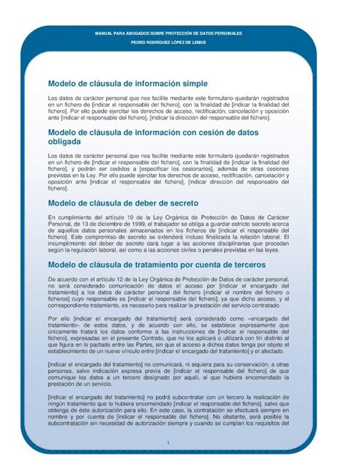 PDF Modelo de cláusula de información simple Modelo privado icagr es