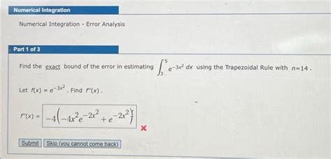 Solved Skipped Part Numerical Integration Numerical