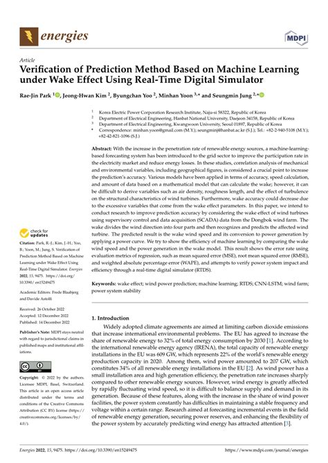Pdf Verification Of Prediction Method Based On Machine Learning Under Wake Effect Using Real