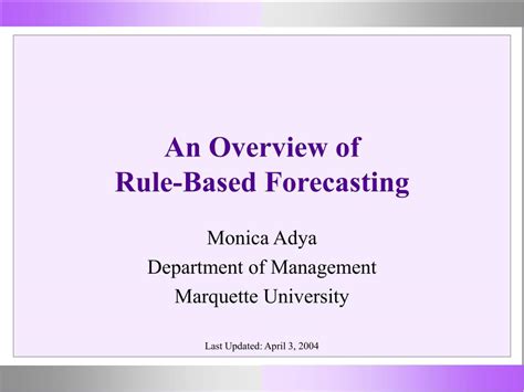 Ppt An Overview Of Rule Based Forecasting Powerpoint Presentation Free Download Id 1771194