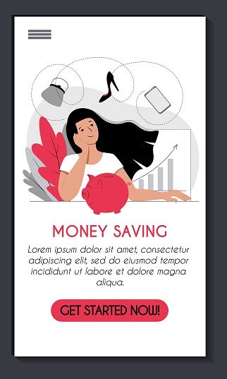 온라인 뱅킹 예금 저축 계좌에 대한 모바일 응용 프로그램 번영하는 미래를 보장하는 투자 증가를 절약하는 개념 여자 는 돈 돼지 저금통을 절약 스톡 벡터 플랫 일러스트레이션