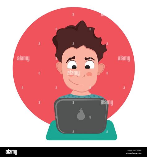 Young Programmer Man Character Coding On Notebook Or Having Romantic