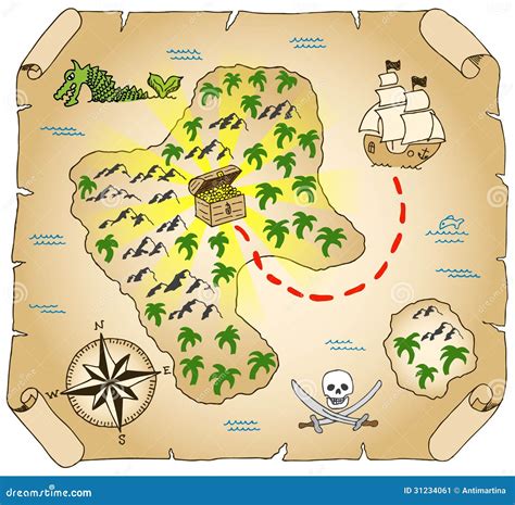 Mapa del tesoro ilustración del vector Ilustración de pergamino 31234061