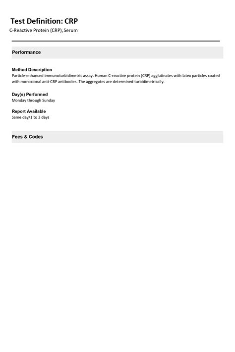 Bahrain Medical Laboratory C Reactive Protein Crp Serum