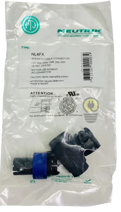 Conector Speakon Hembra Linea Cable 4 Polos Nl4fx Neutrik Azpro