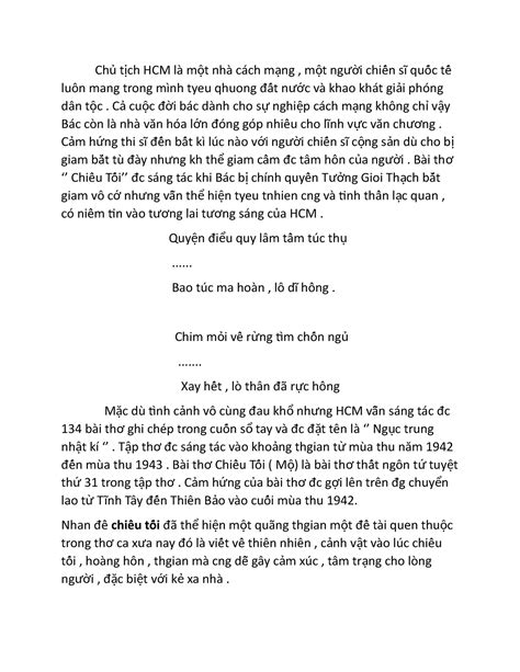Chiều tối ghjkl Ch ủ ịt ch HCM là m t nhà cách m ng m t ng ộ ạ ộ