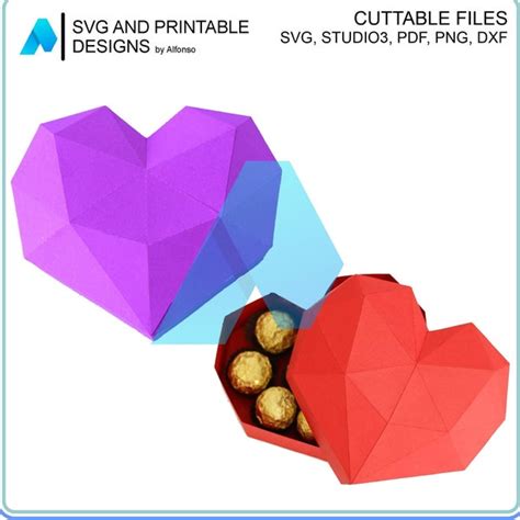 3d Heart Shaped Box Svg Etsy