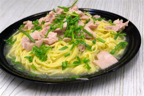 Pasta Carbonara Spaghetti With Bacon Parsel And Parmesan Cheese Stock