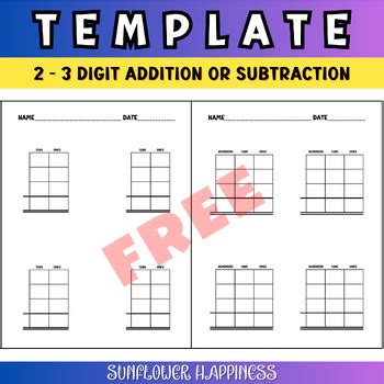 Two And Three Digit Addition Or Subtraction Regrouping Template TPT