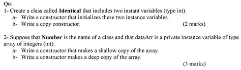 solved q6 1 create a class called identical that includes