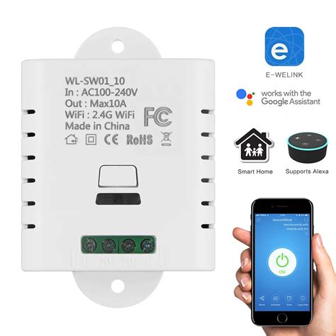 10A 16A Wireless WiFi Smart Wall Switch Module Work With Alexa Google