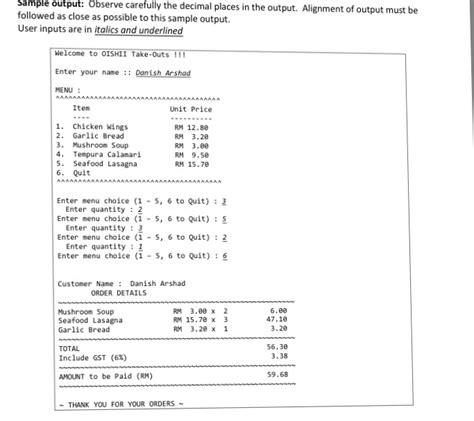 Solved Write A Modular C Program For A Take Out Store That Chegg