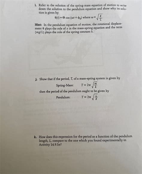 I ﻿refer To The Solution Of The Spring Mass Equation