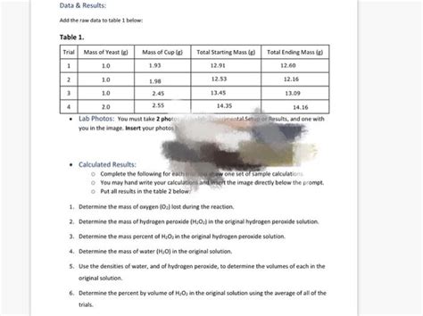 Solved Data Results Add The Raw Data To Table 1 Below Chegg Com