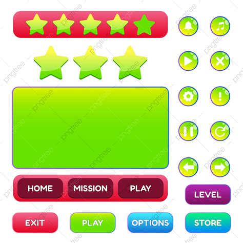 Set Of Fantasy Game User Interface Stars Website Display PNG And Vector With Transparent