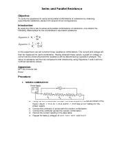 Series Parallel Resistance 4 Pdf Series And Parallel Resistance Objective To Verify The
