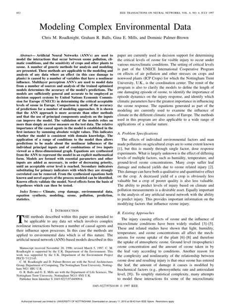 Pdf Modeling Complex Environmental Data
