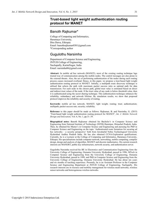 Pdf Trust Based Light Weight Authentication Routing Protocol For Manet