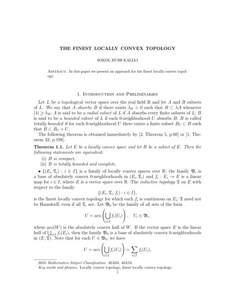 Pdf The Finest Locally Convex Topology