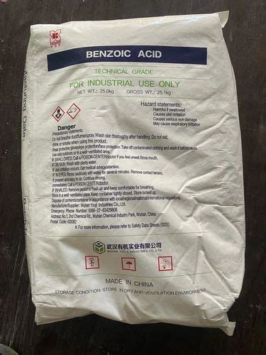 Benzoic Acid Powder For Industrial Packaging Type Bag At ₹ 85kg In
