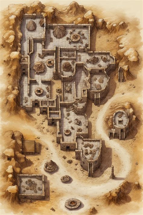 Premium Ai Image Dungeons And Dragons Map Of An Desert Bandit Fortress