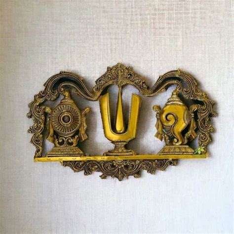 Sankh Chakra Namah Brass Metal Handmade Precious Statue Wall Decor Wall Art Home Decor At Rs