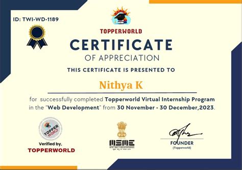 nithya kannan on linkedin webdevelopment topperworldinternship