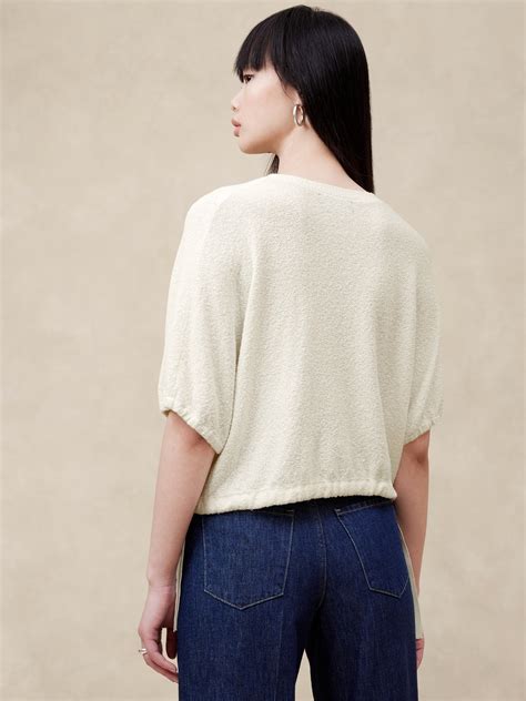 Lucia Cropped Bouclé Sweater Banana Republic