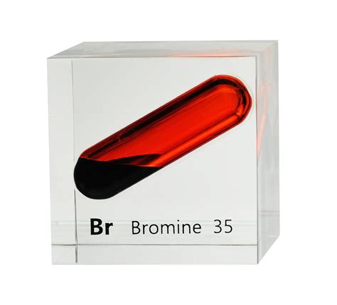 Bromine Liquid In 50mm 2x2in Acrylic Cube For Element Collection Industrial