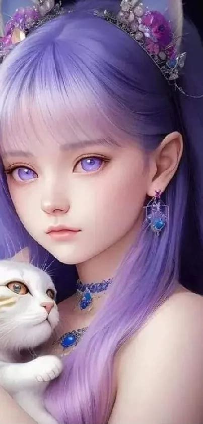 Fantasy Girl And Cat Art Free Download