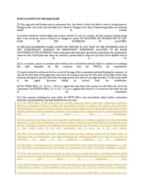 25 Dos And Donts In The Bar Exam Pdf