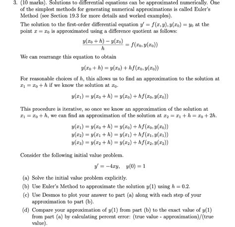solved 10 marks solutions to differential equations can