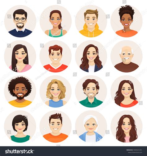 웃는 사람들 아바타 세트 다른 남자와 스톡 벡터로열티 프리 1955531251 Shutterstock
