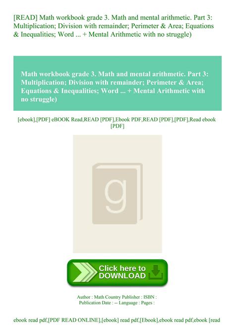 [read] Math Workbook Grade 3 Math And Mental Arithmetic Part 3 Multiplication Division With