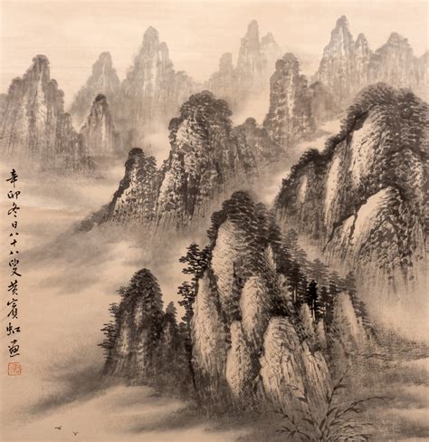 Lot 36 Chinese Scroll Attr Huang Bing Hong