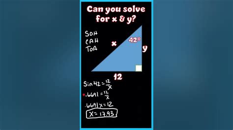 Soh Cah Toa Part 2 Solving Right Triangles Maths Shorts Youtube