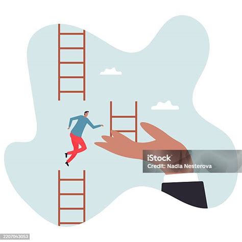 도움의 손길 경력 목표에 도달하기 위한 비즈니스 지원 또는 디자인을 위한 성공의 사다리를 오르는 데 도움이 됩니다 개념에 대한 스톡 벡터 아트 및 기타 이미지 Istock