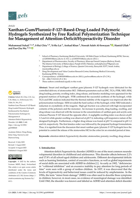 Pdf Xanthan Gum Pluronic F 127 Based Drug Loaded Polymeric Hydrogels Synthesized By Free