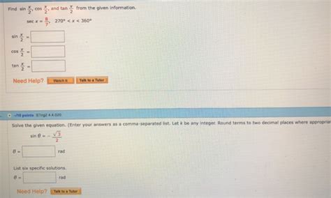 Solved And Tan From The Given Information Find Sin COs Sec Chegg Com