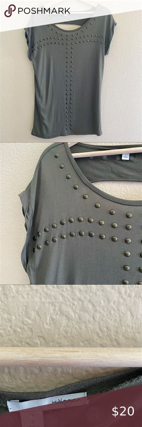 Halogen Scoop Neck Open Back Studded Top