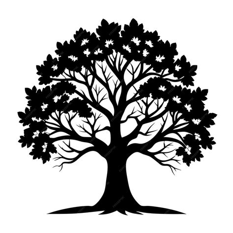 Vector Eichenbaum Silhouette Auf Weißem Hintergrund Premium Ki Generierter Vektor