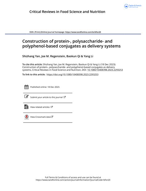 Pdf Construction Of Protein Polysaccharide And Polyphenol Based