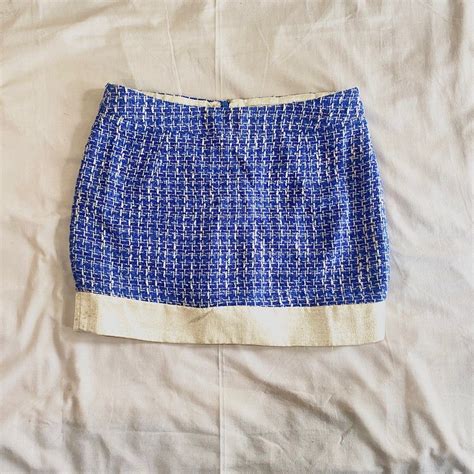 Tweed Korean Skort Blue White Skirt Rok Celana RokCel Pendek Biru Putih