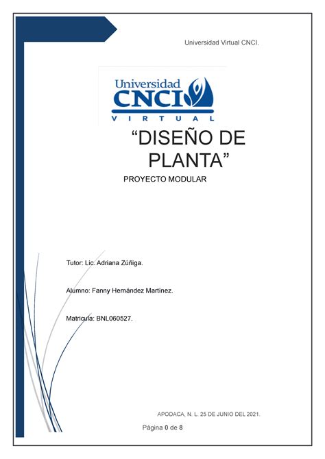 Diseño De Planta Proyecto Modular Hernandez Martinez Fanny
