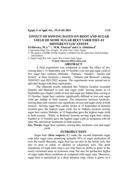 Pdf Effect Of Sowing Dates On Root And Sugar Yield Of Some Sugar Beet Varieties At Different